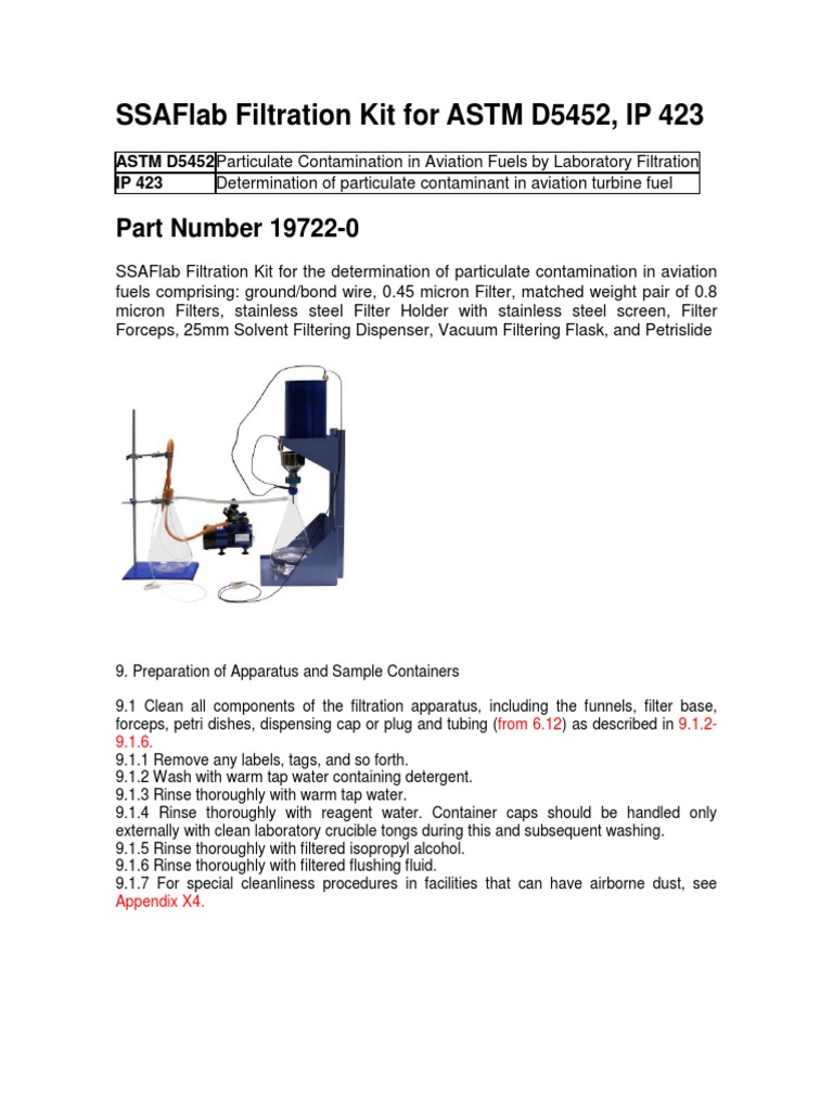 SSAFlab Filtration Kit For ASTM D5452 | PDF
