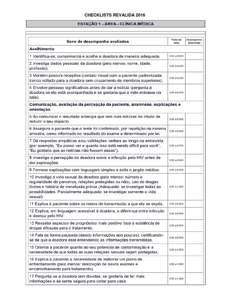 Checklist Revalida 2016: Guía Completa | PDF | Cocina, comidas y vino
