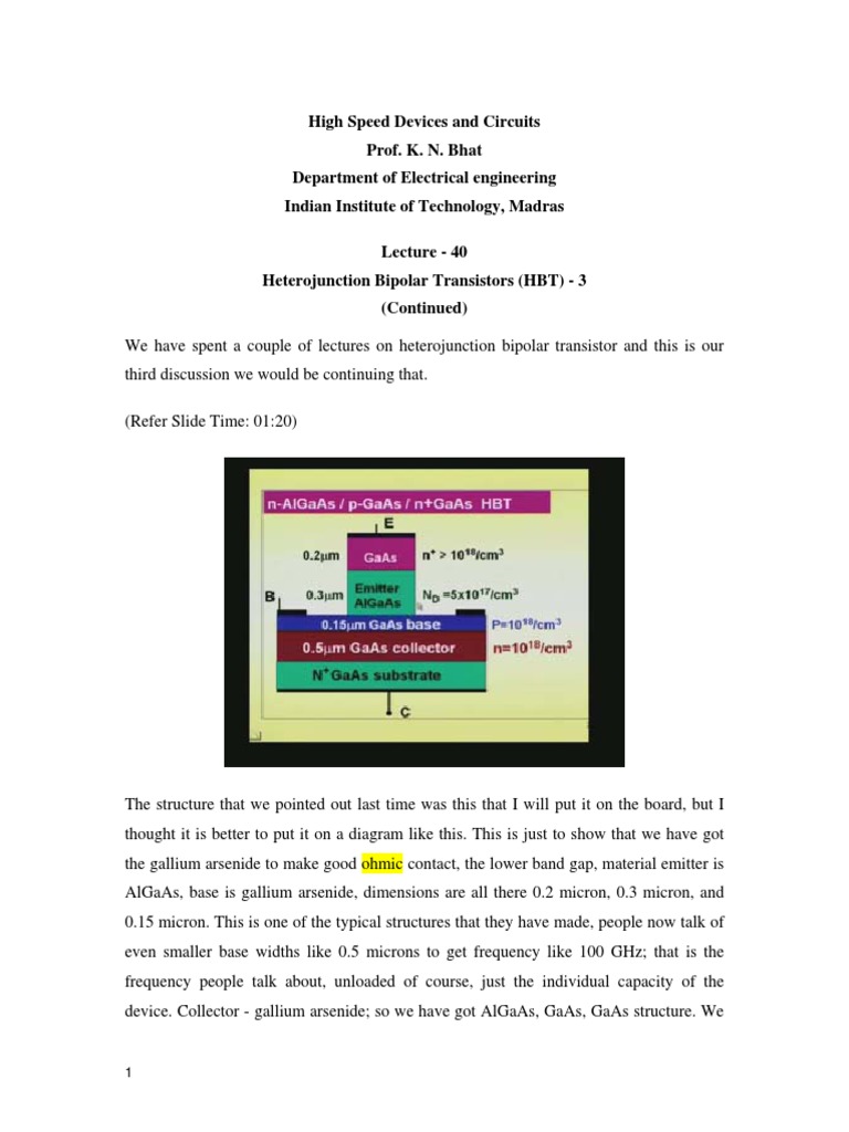Lec40 PDF | PDF | Gallium Arsenide | Bipolar Junction Transistor