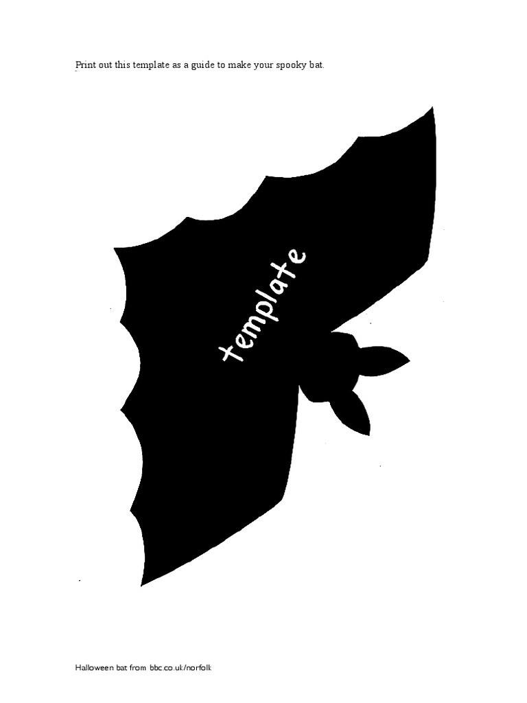 Print Out This Template As A Guide To Make Your Spooky Bat.: Halloween ...