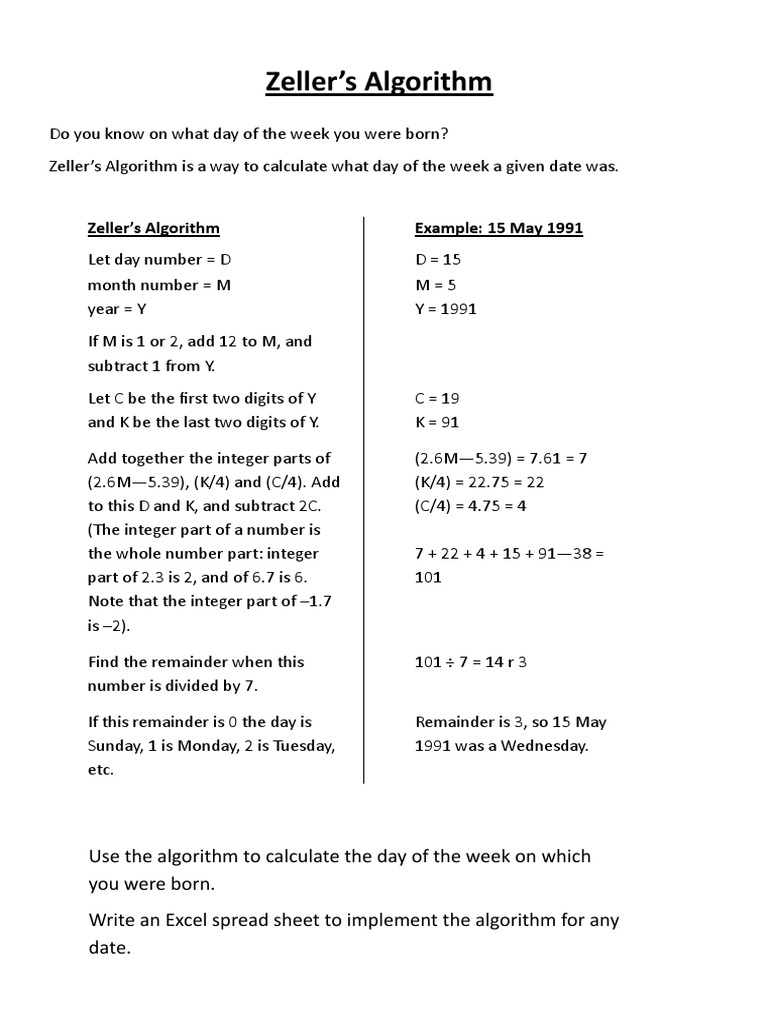 Zellers Algorithm | PDF