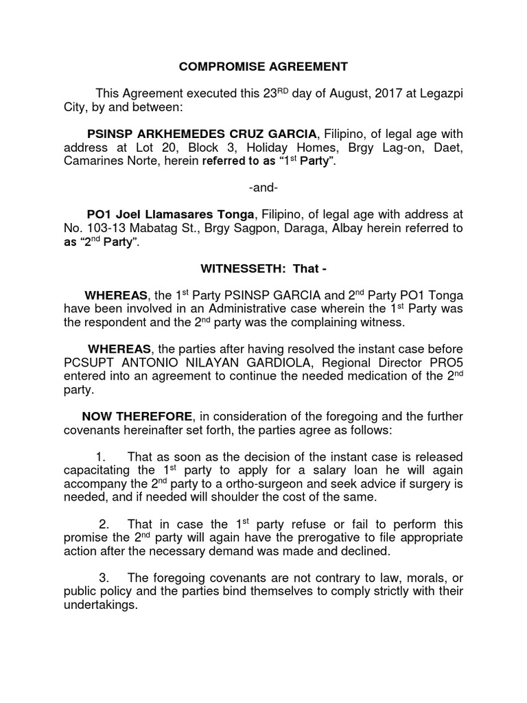 Compromise Agreement | PDF | Government Information | Virtue