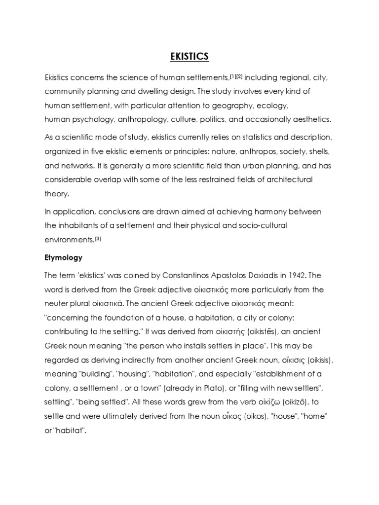 Ekistic Elements | PDF | Science | Philosophical Science