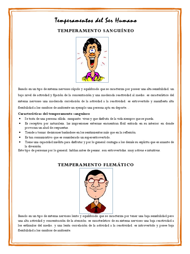 Los Cuatro Temperamentos Humanos | PDF | Temperamento | Sicología