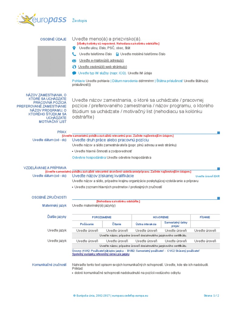 Ecv Template SK | PDF