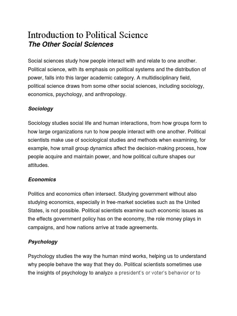 Introduction To Political Science | PDF