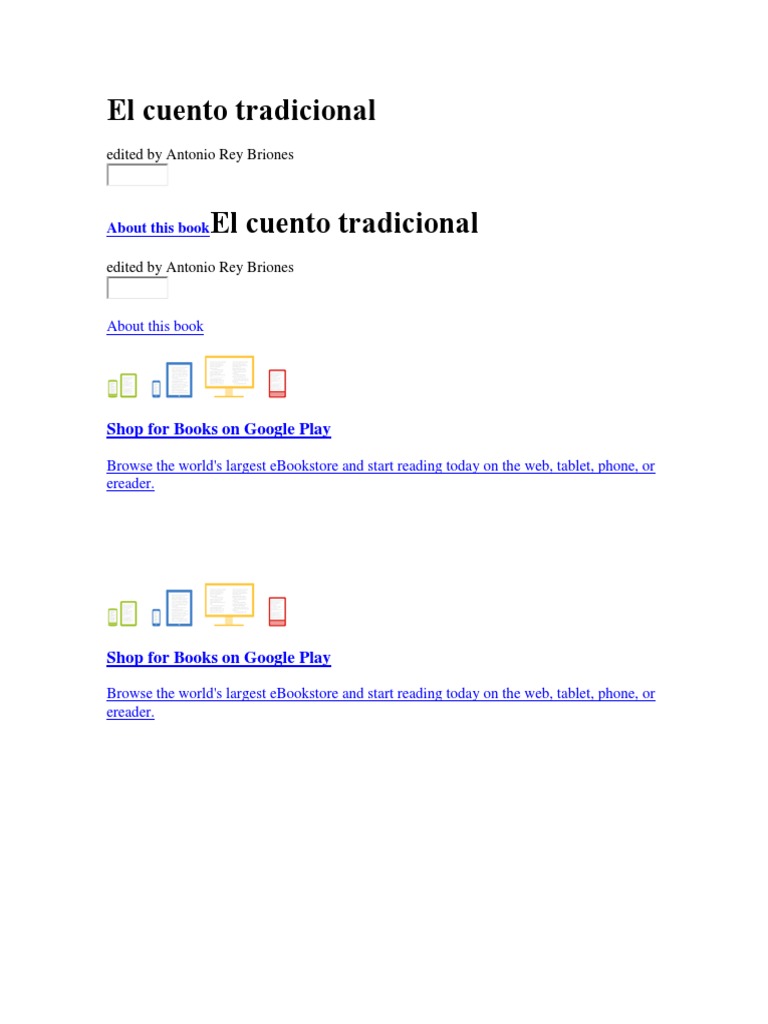 El Cuento Tradicional: Edited by Antonio Rey Briones | PDF