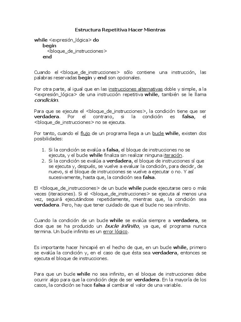 Estructura Repetitiva Hacer Mientras | PDF