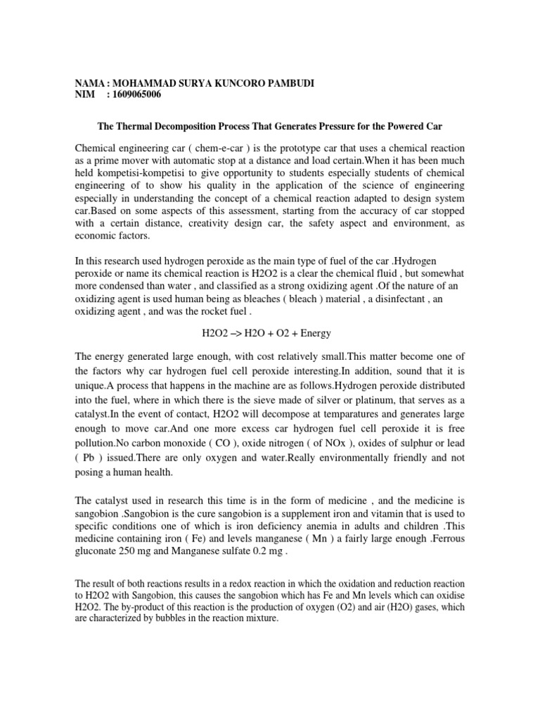 Gas-Producing Chemical Reaction | PDF | Hydrogen Peroxide | Iron