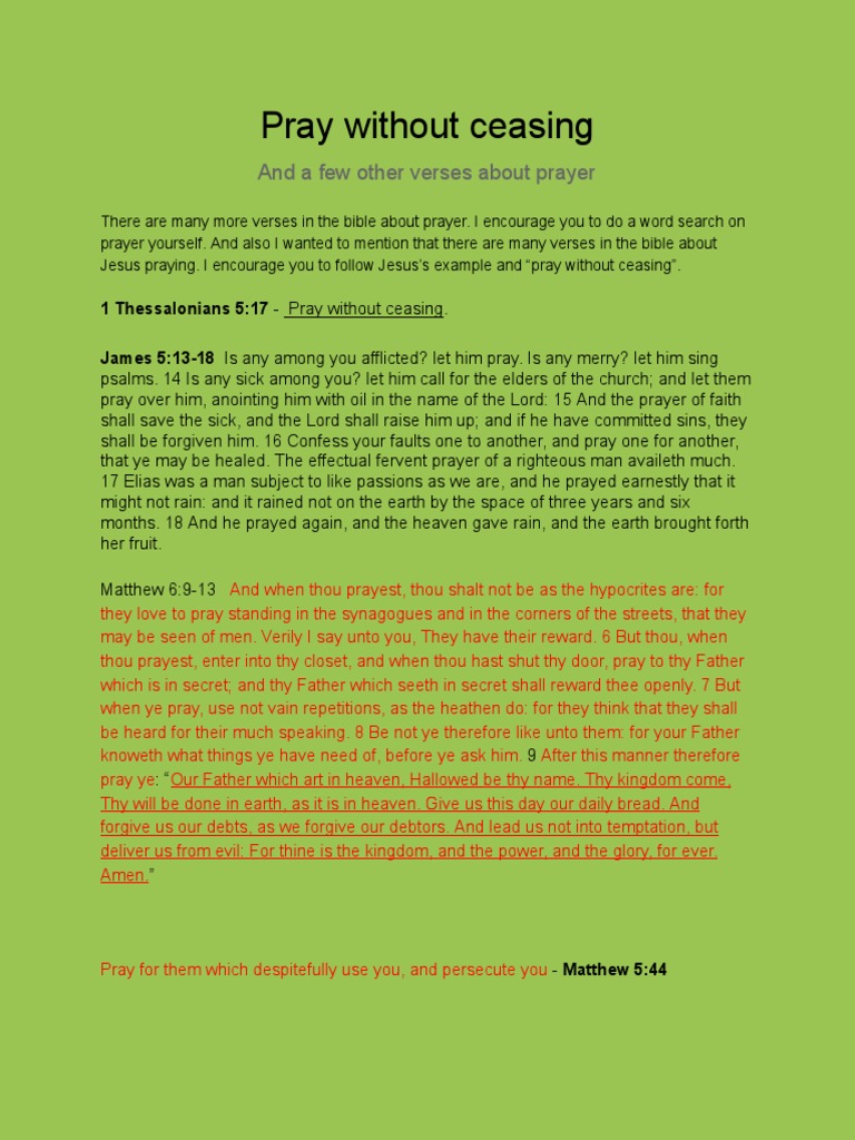 Pray Without Ceasing and Other Verses About Prayer | PDF | Religious ...