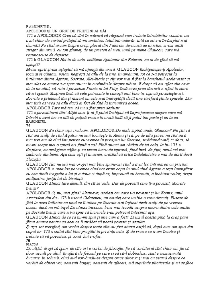 Platon Banchetul PDF | PDF