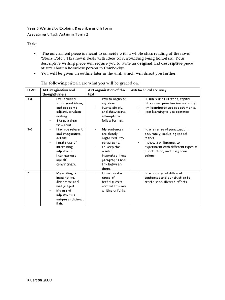Descriptive Writing Assessment | PDF | Punctuation | Semiotics