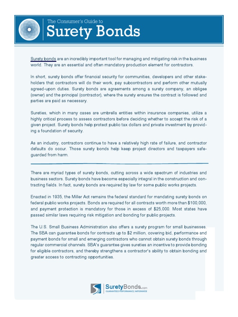 Surety Bonds Bond Guide PDF | PDF | Surety Bond | Guarantee