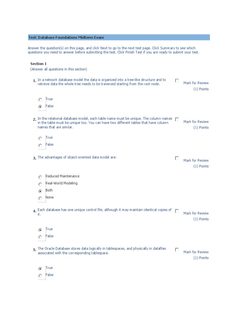Database Foundatins Exam | PDF | Relational Database | Table (Database)