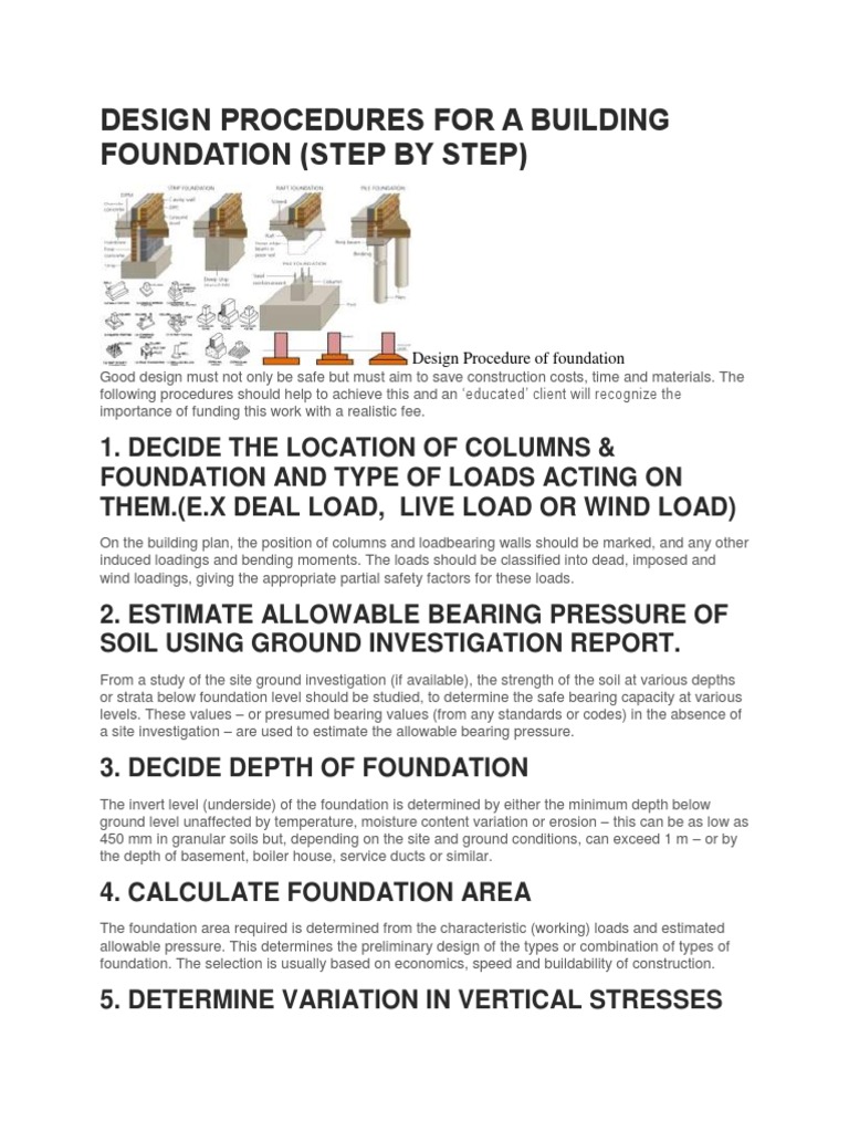 Design Procedures For A Building Foundation (Step by Step) | PDF ...