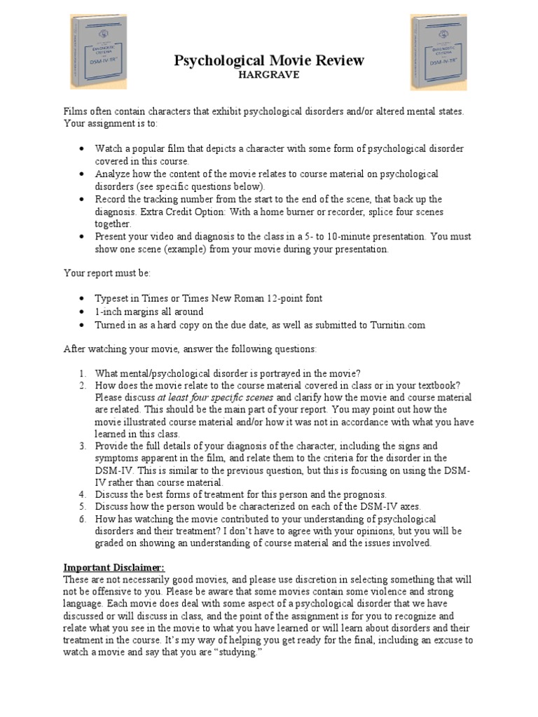 Psychological Movie Review | PDF | Diagnostic And Statistical Manual Of ...