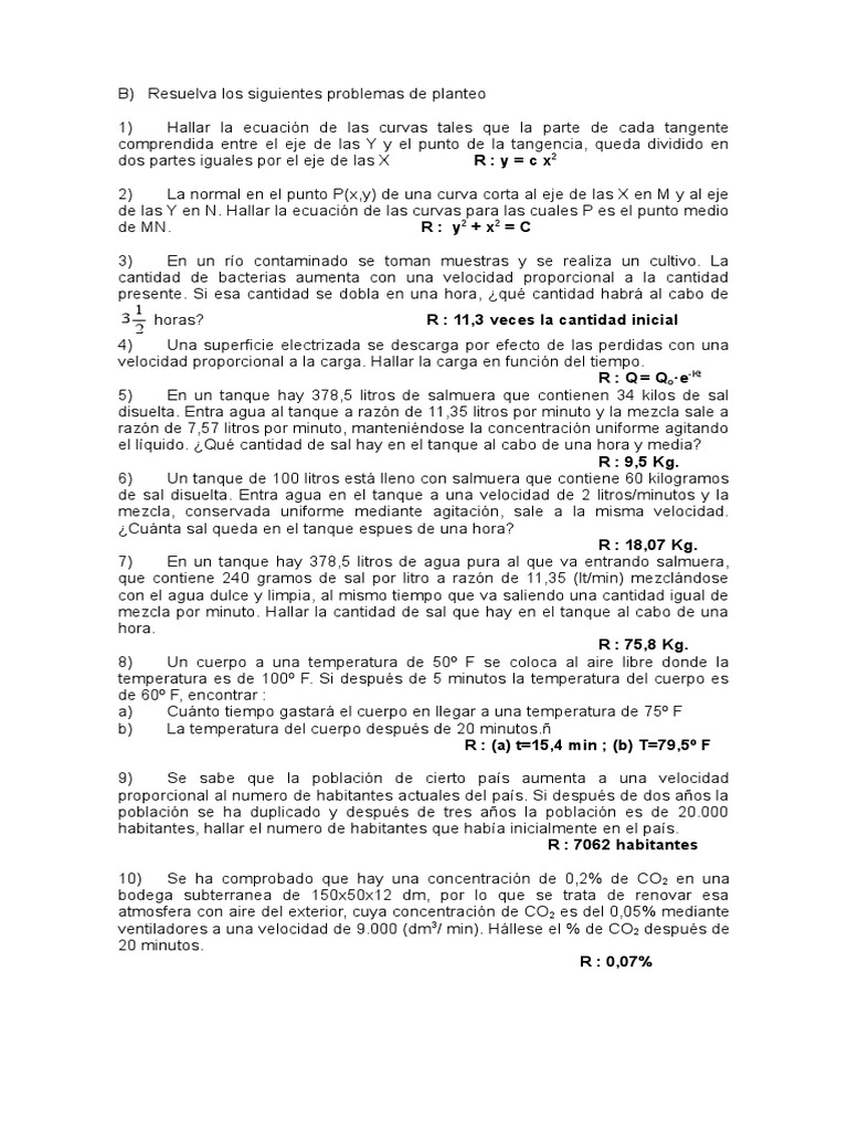 Guia de Ecuac Dif 2o Parte | PDF | sal | Concentración