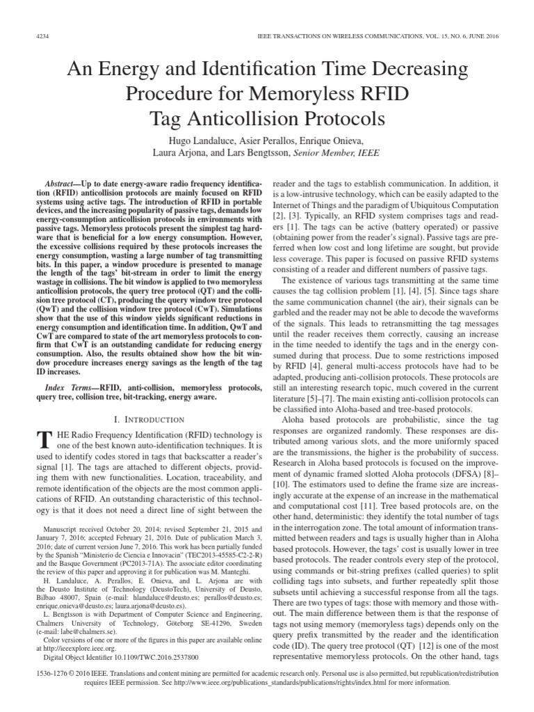 An Energy and Identification Time Decreasing Procedure For Memoryless ...