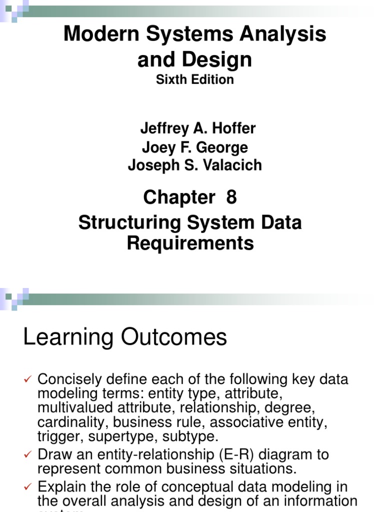 Week 09 Structuring System Data Requirements | PDF | Conceptual Model | Data Model
