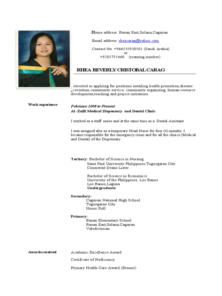 Resume Rhea | PDF | Nursing | Health Care