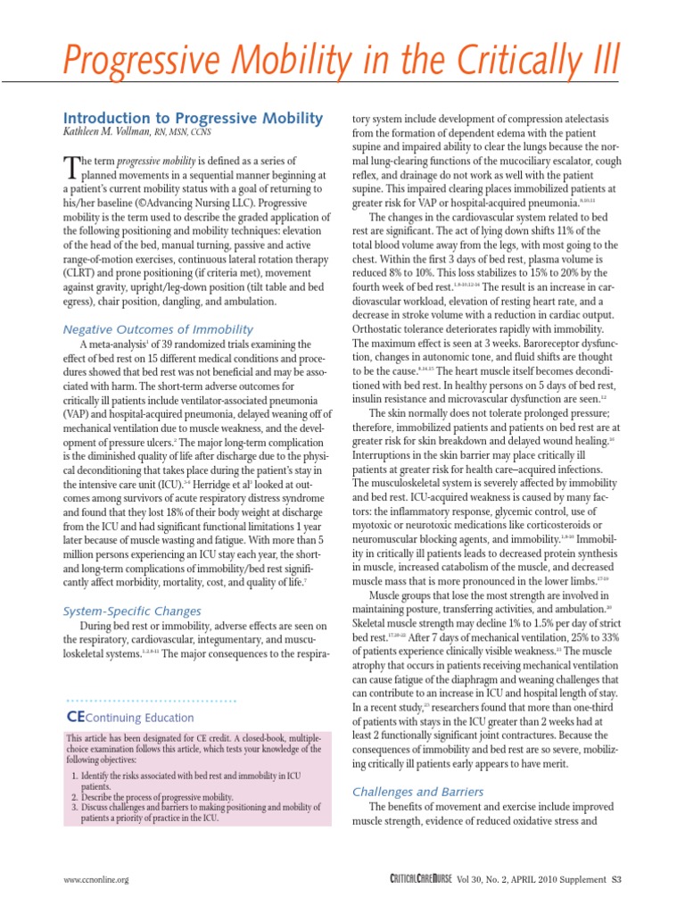 Progressive Mobility in The Critically Ill PDF | PDF | Intensive Care ...