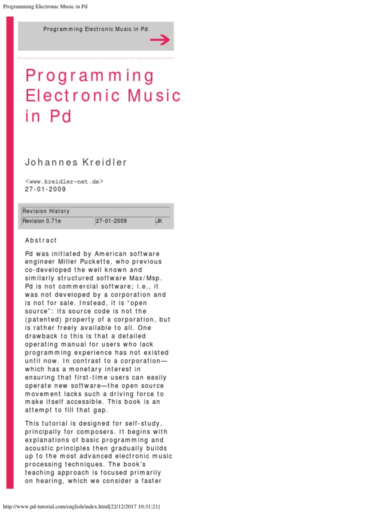 Programming Electronic Music in PD | PDF | Parameter (Computer ...