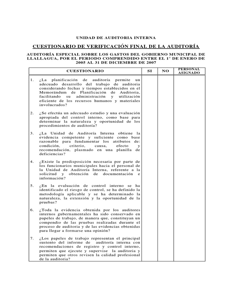 Revision Final Control Interno | PDF | Contralor | Planificación