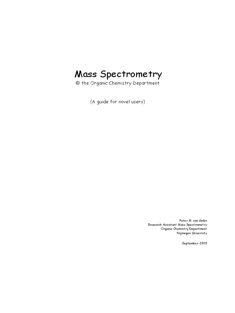 Mass Spectrometry PDF | PDF | Time Of Flight Mass Spectrometry | Mass ...