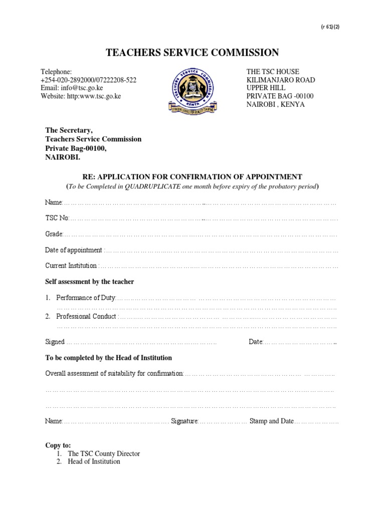 TSC Confirmation of Appointment | PDF