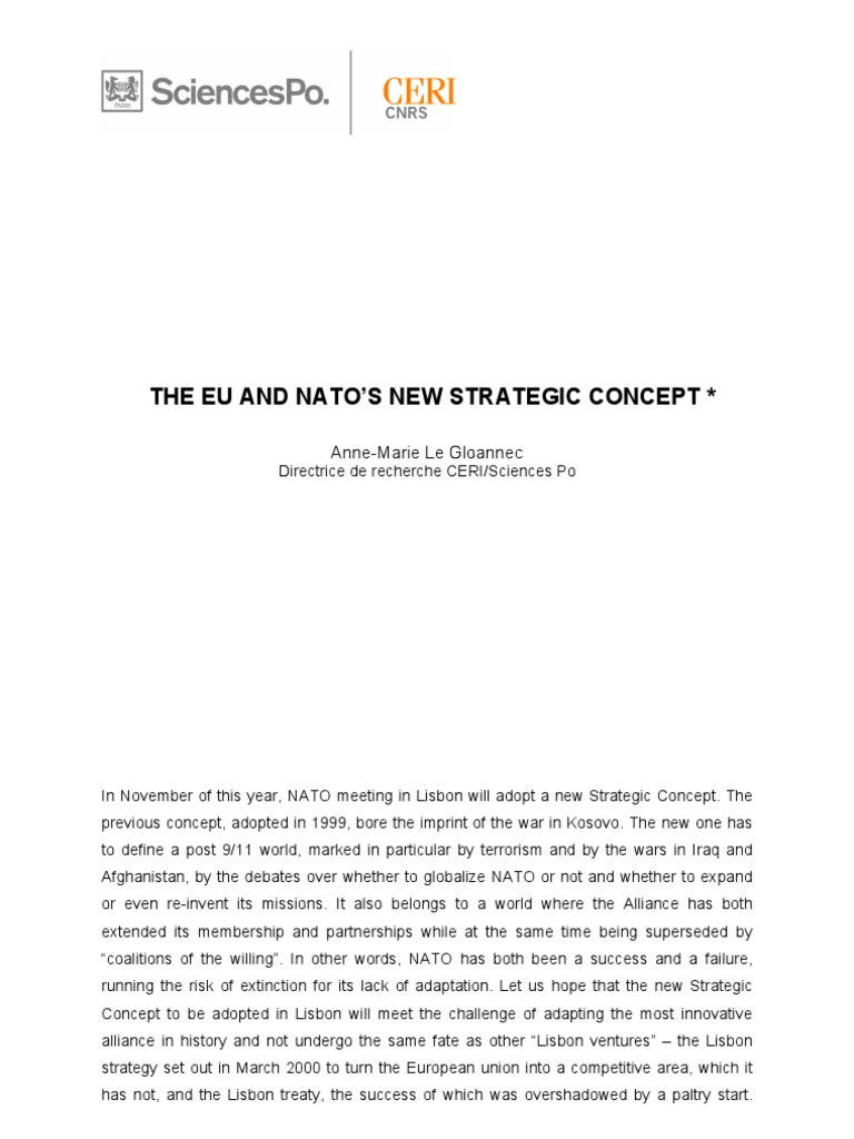 The Eu and Nato'S New Strategic Concept : Anne-Marie Le Gloannec | PDF ...