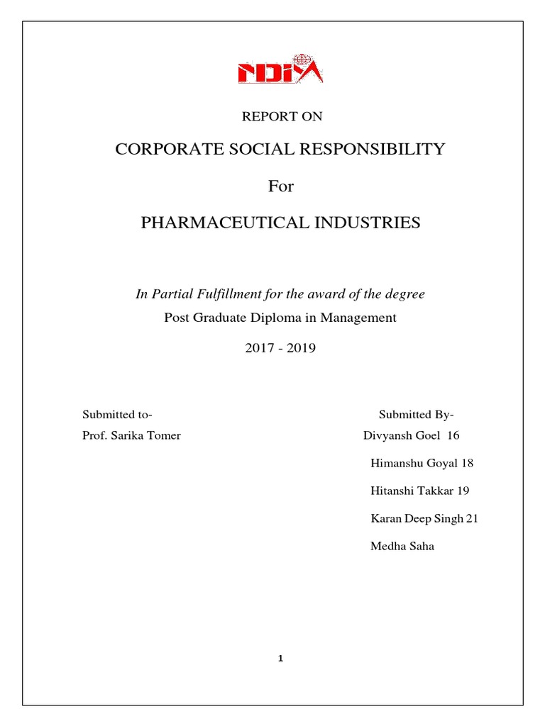 Corporate Social Responsibility in the Pharmaceutical Industry: A ...
