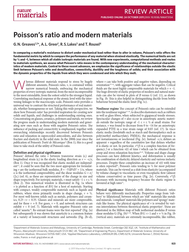 Poisson's Ratio and Modern Materials | PDF | Elasticity (Physics ...