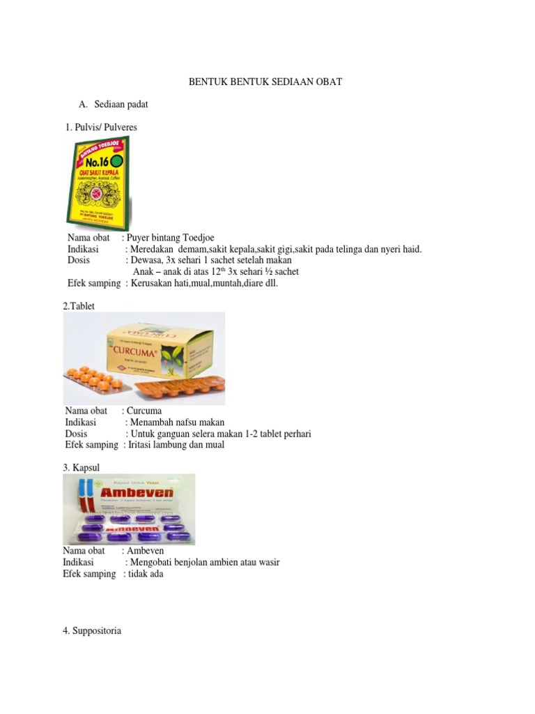 Bentuk Bentuk Sediaan Obat | PDF