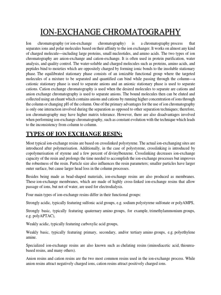Ion Chrom | PDF | Ion Exchange | Chromatography