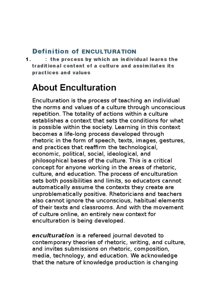 Definition of Enculturation | PDF
