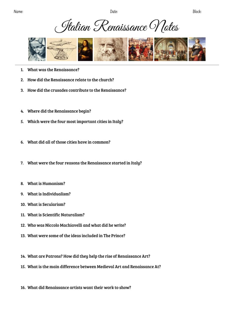 Italian Renaissance Notes | PDF