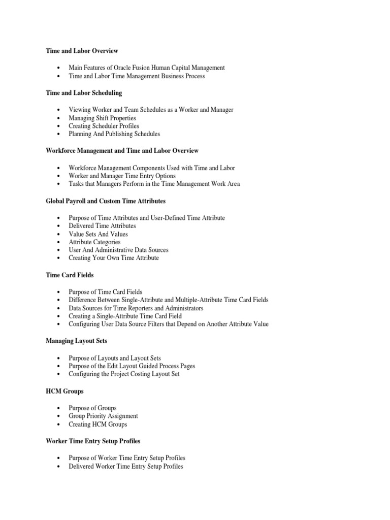 Oracle Time and Labor Implementation Guide | PDF | Time Management ...