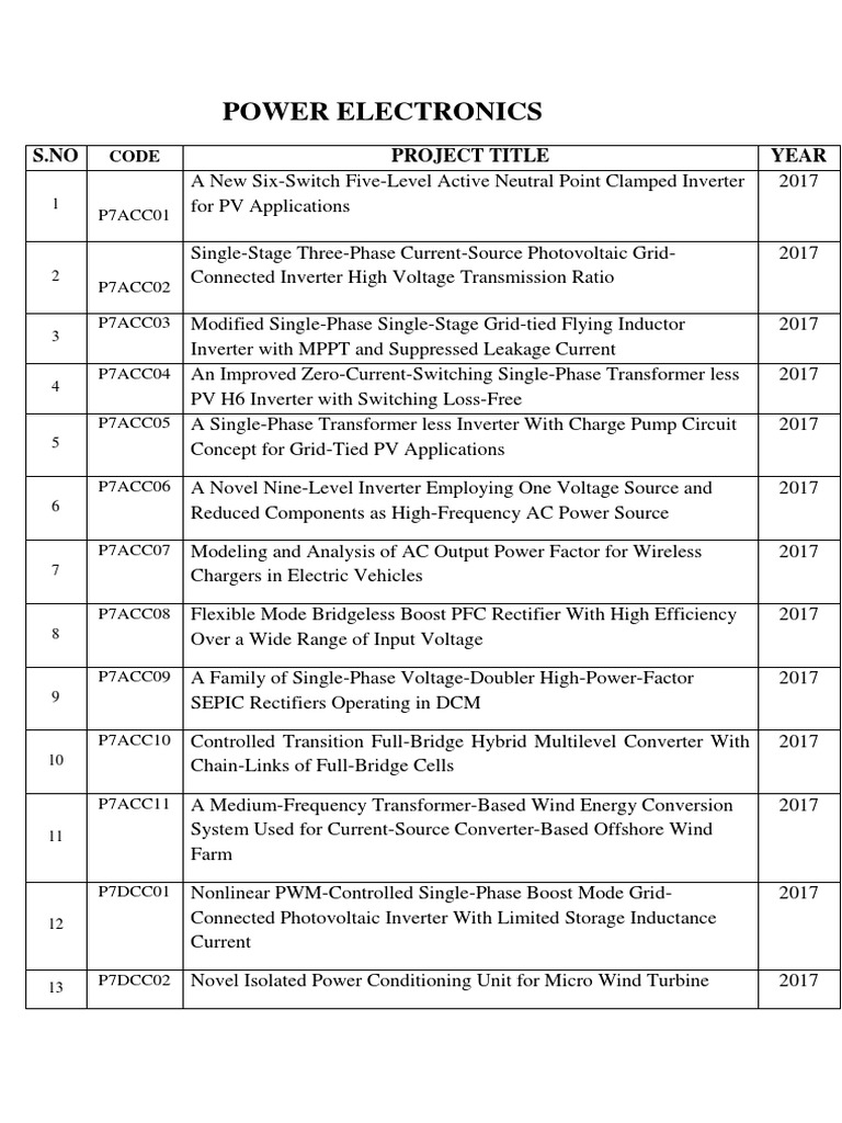 Power Electronics Project Titles | PDF | Power Inverter | Power Electronics