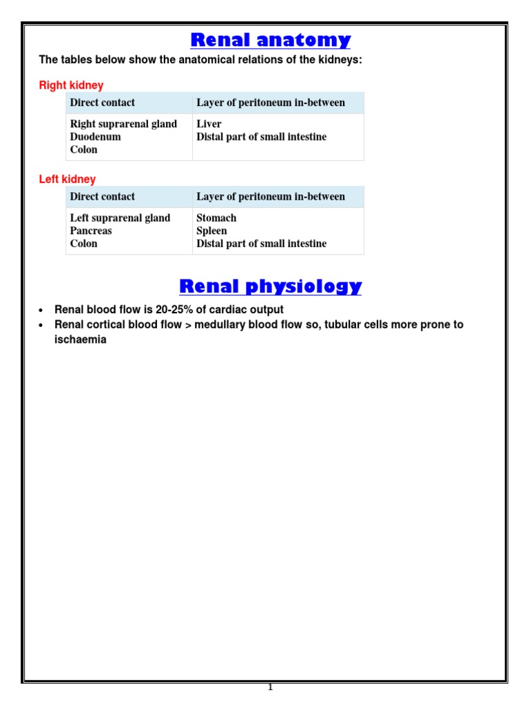 MRCP 2 Nephrology NOTES | PDF | Chronic Kidney Disease | Renal Function