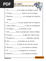Ejercicios de Verbos en Español | PDF | Tipología Lingüística | Gramática