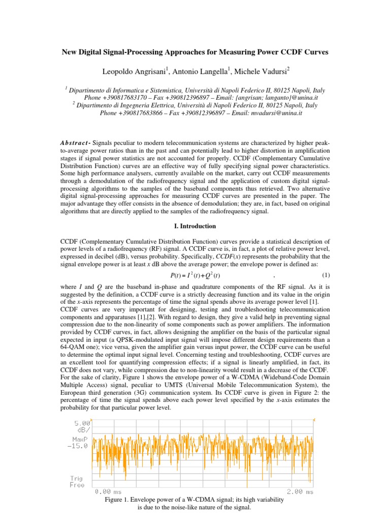 New Digital Signal-Processing Approaches For Measuring Power CCDF Curves | PDF | Sampling ...