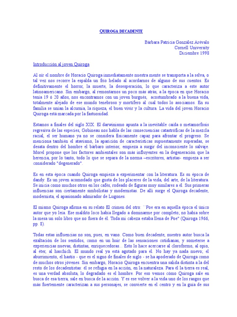 Quiroga Decadente | PDF | Simbolismo (Artes) | Amor