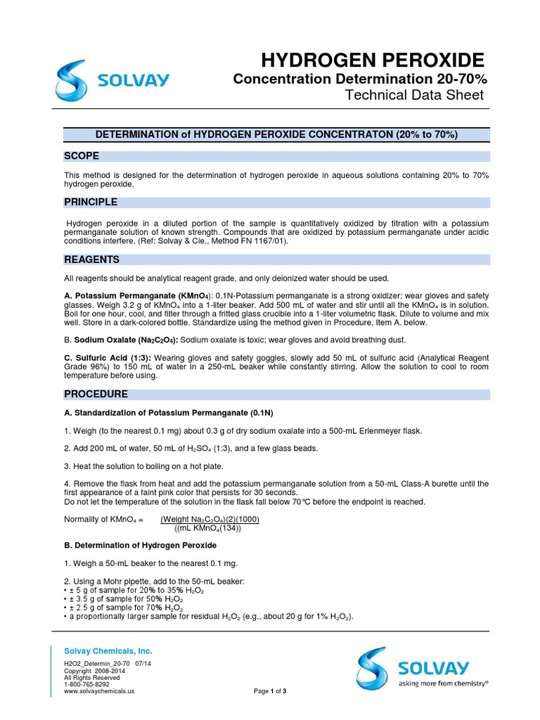 H2o2 20 70 Concetration | PDF | Hydrogen Peroxide | Trademark