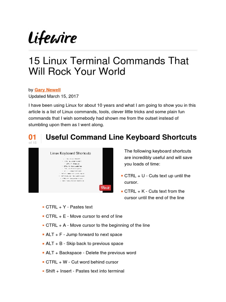 15 Linux Terminal Commands That Will Rock Your World | PDF | Secure Shell | Command Line Interface