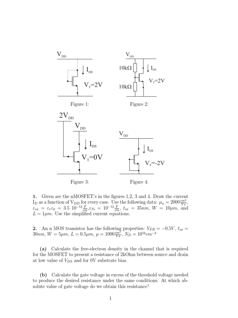 Session 4 - MOSFET - Exercises | PDF | Mosfet | Field Effect Transistor