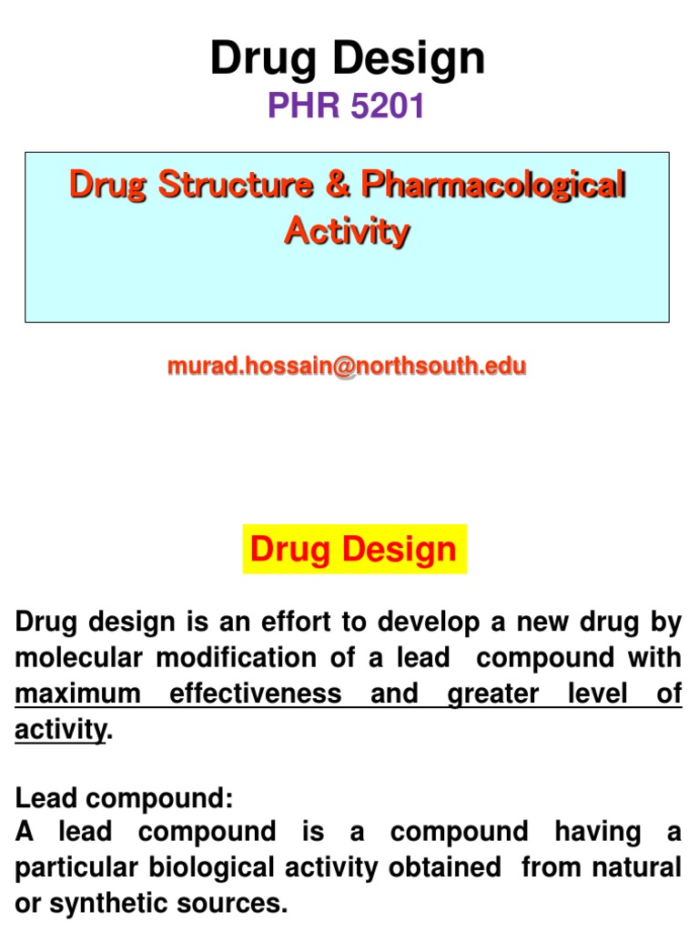 Drug Design: Drug Structure & Pharmacological Activity | PDF | Isomer ...