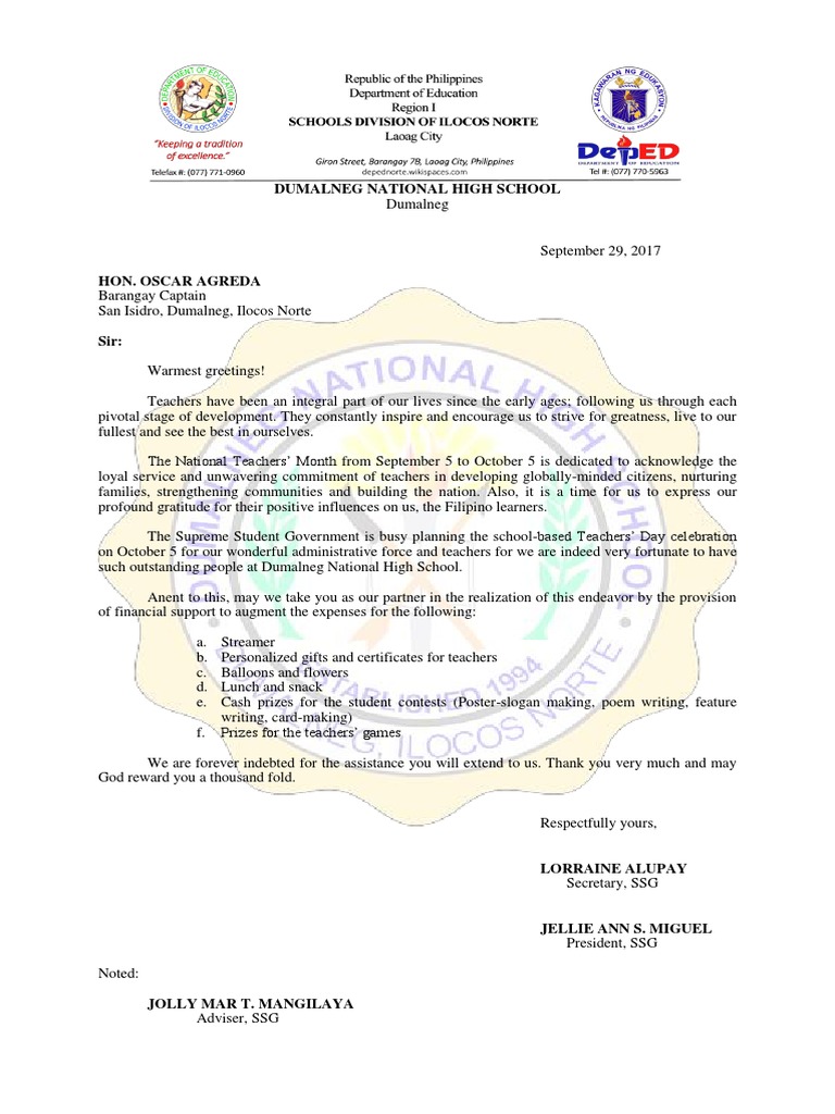 Teachers Day Sol Letter | PDF