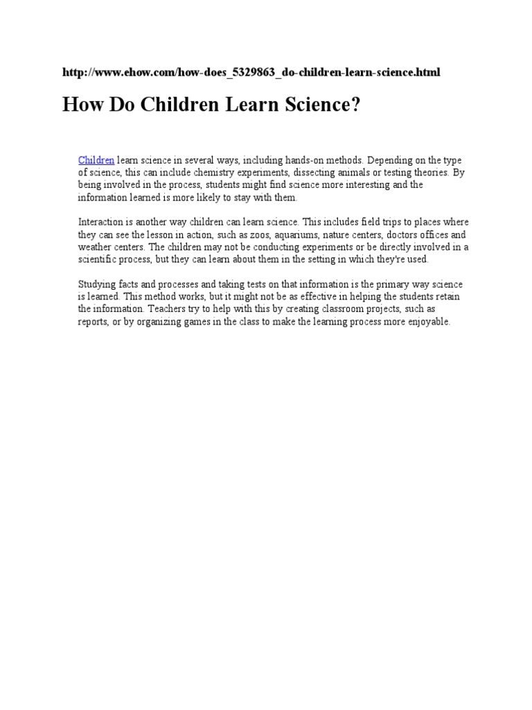 How Kids Learn Science | PDF | Science | Experiment