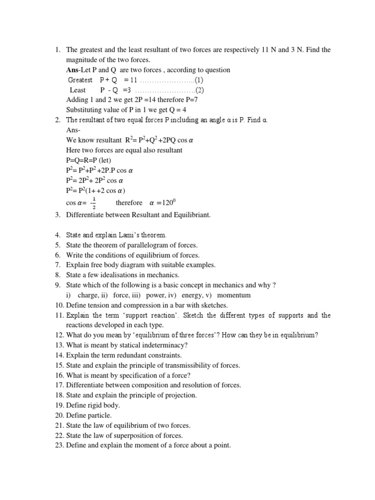 Ans-Let P and Q Are Two Forces, According To Question | PDF | Acceleration | Rotation Around A ...