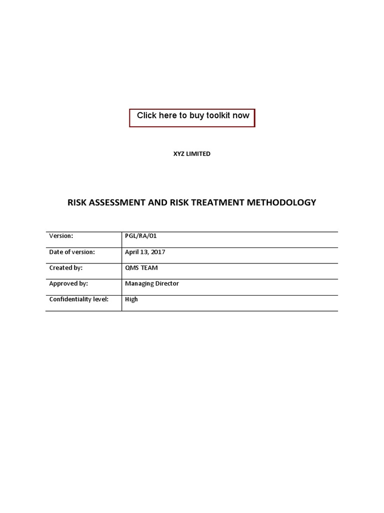 Risk Assessment & Treatment Methodology | PDF | Risk Assessment | Risk